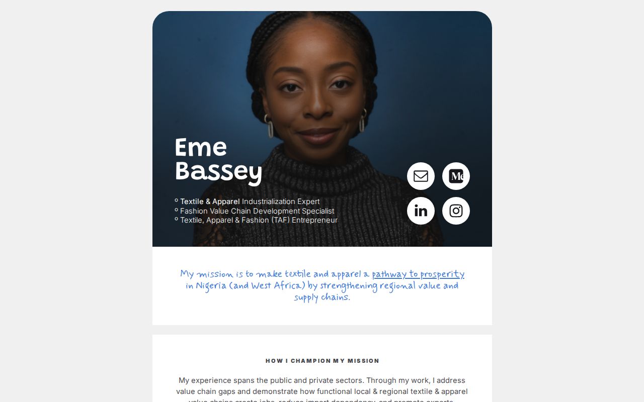 Eme Bassey | Powering Nigeria's Textile, Apparel, and Fashion Sector Development